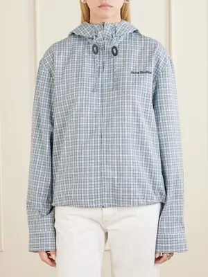 Acne Studios Ofass Logo-embroidered Checked Cotton Jacket - Blue