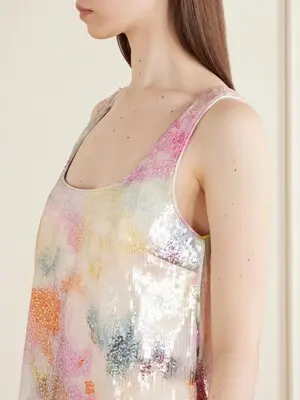 Aje Dahlia Floral-print Sequined Mesh Mini Dress