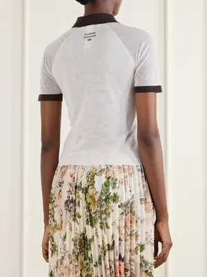 Acne Studios Color-block Lyocell And Wool-blend Jersey Polo Shirt - White