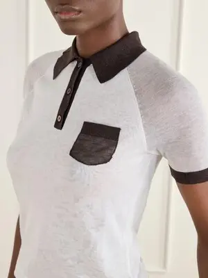 Acne Studios Color-block Lyocell And Wool-blend Jersey Polo Shirt - White