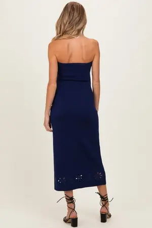 PINKBLUSH Strapless Laser Cut Floral Detail Dress