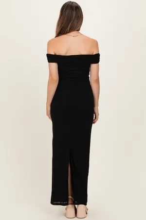 PINKBLUSH Off Shoulder Mesh Maxi Dress