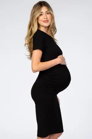 PINKBLUSH Short Sleeve Fitted Maternity Dress