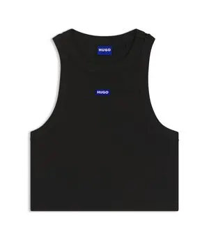 Hugo Cropped Stretch-cotton Tank Top - Black