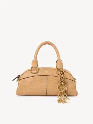 Chloé Chloé Small Bowling Bag In Ostrich-Effect Leather Brown
