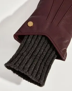 Strathberry Grange Gloves In Leather With Cashmere Blend Cuff