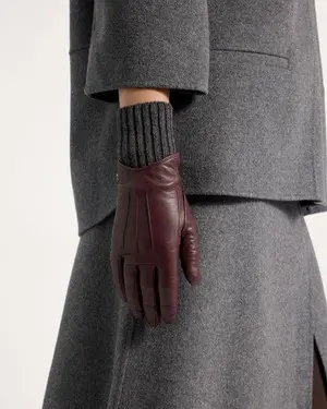 Strathberry Grange Gloves In Leather With Cashmere Blend Cuff