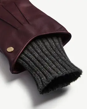 Strathberry Grange Gloves In Leather With Cashmere Blend Cuff - Red