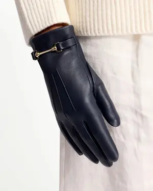 Strathberry Stockbridge Gloves With Gold Tone Detail - Blue