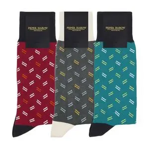 PEPER HAROW - MADE IN ENGLAND Peper Harow Parallel Patterned Crew Socks Set Of Three