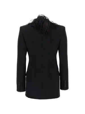Attico Feather-trim Single-breasted Blazer