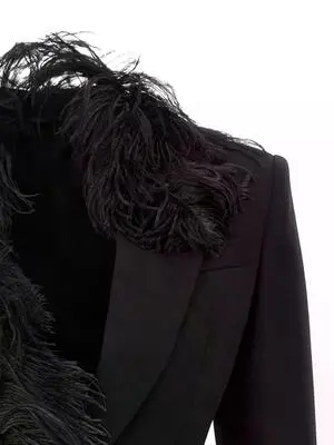 Attico Feather-trim Single-breasted Blazer