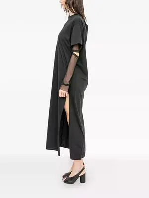 Andrea Ya'aqov Side-slit Crew-neck Dress - Black
