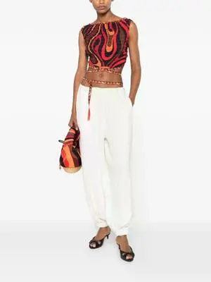 Emilio Pucci Marmo Print Seersucker Wrap Top