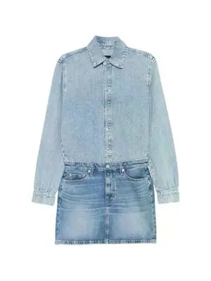 7 For All Mankind Faded Effect Long Sleeve Dress