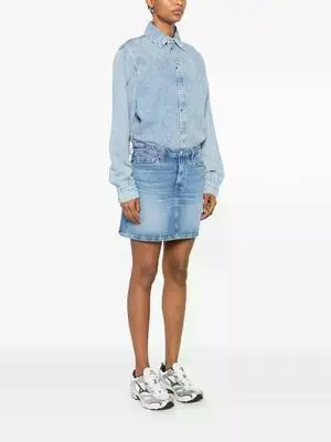 7 For All Mankind Faded Effect Long Sleeve Dress