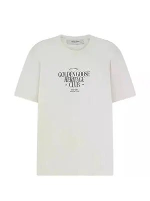 GOLDEN GOOSE Cotton T-shirt With Print And Logo - White