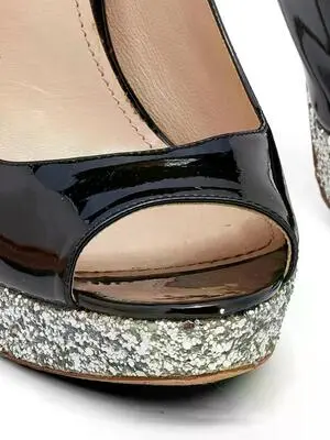 Miu Miu Glitter Peep-toe Pumps