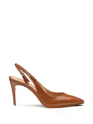 Santoni Pointed-toe Slingback Leather Heeled Pumps