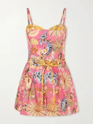 Farm Rio Ligia Floral-print Cotton Jumpsuit - Pink
