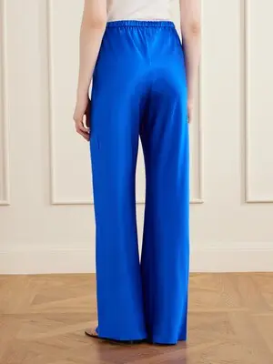 Comme Si Silk Charmeuse Wide Leg Pants - Blue