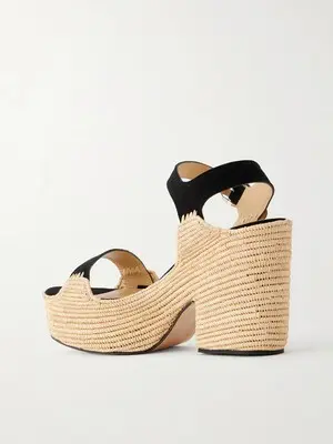 Gabriela Hearst Sardis Raffia Platform Wedge Sandals - Black