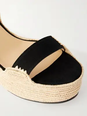 Gabriela Hearst Sardis Raffia Platform Wedge Sandals - Black