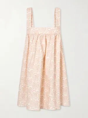 Matteau Printed Linen And Cotton-blend Mini Dress - Pink