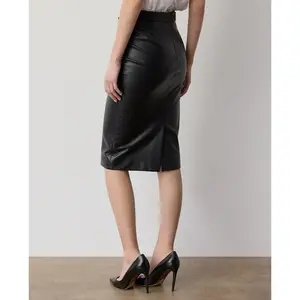 Ralph Lauren Short Curran Nappa Leather Pencil Skirt