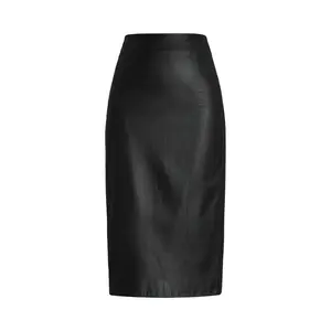 Ralph Lauren Short Curran Nappa Leather Pencil Skirt