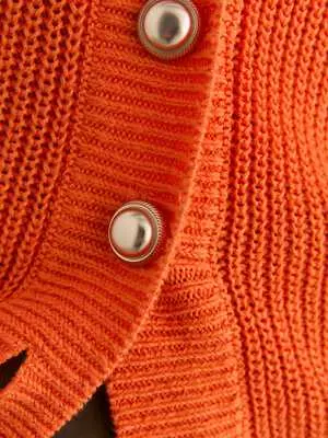 REISS Robin Linen Button-through Knitted Waistcoat - Orange