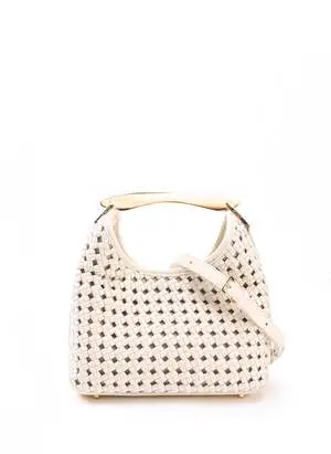 ELLEME Boomerang Small Woven Leather Shoulder Bag - Ivory