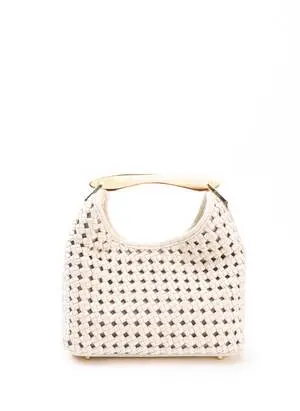 ELLEME Boomerang Small Woven Leather Shoulder Bag - Ivory