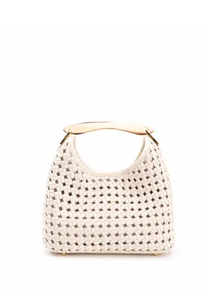 ELLEME Boomerang Small Woven Leather Shoulder Bag - Ivory