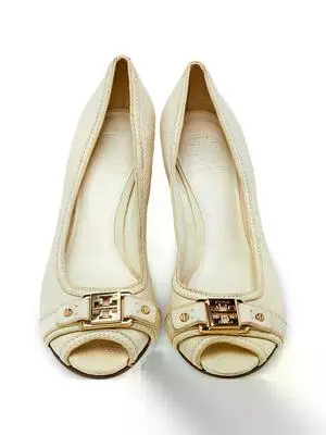 Tory Burch Logo-plaque Peep-toe Pumps