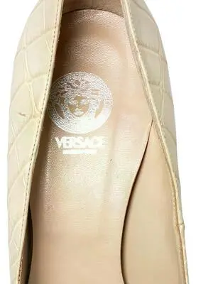 Versace Croc-embossed Pointed-toe Pumps