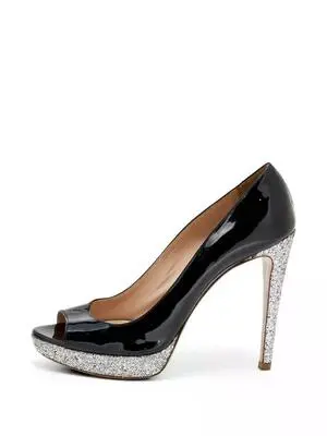Miu Miu Glitter Peep-toe Pumps