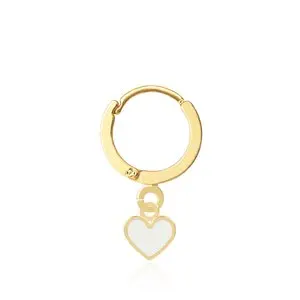 C.J.M Heart Huggie Earring - White