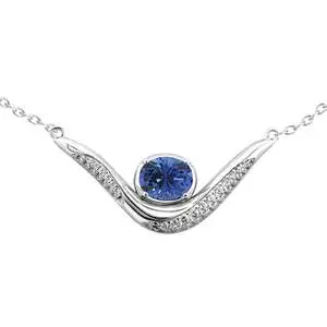 Arte Madrid Sierra Sculpted Pavé Contour Necklace With Sapphire Royal Gemstone - Blue
