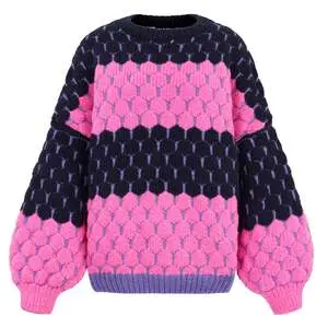 CARA & THE SKY Marissa Stripe Bubble Stitch Jumper