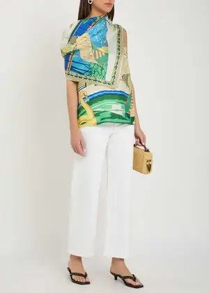 Tory Burch Printed Silk Top With Detachable Scarf