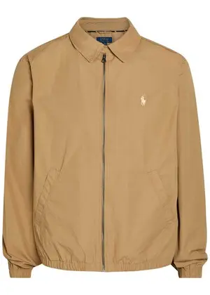 Polo Ralph Lauren Logo Embroidered Cotton Poplin Zip-up Jacket - Tan