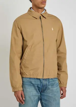 Polo Ralph Lauren Logo Embroidered Cotton Poplin Zip-up Jacket - Tan