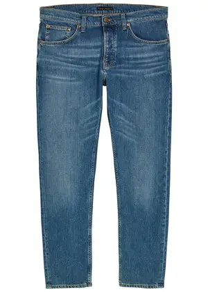 Nudie Jeans Slim Straight-leg Jeans - Mid Blu