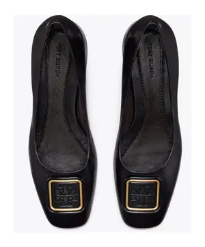 Tory Burch Georgia Leather Square Toe Pumps - Deep Black