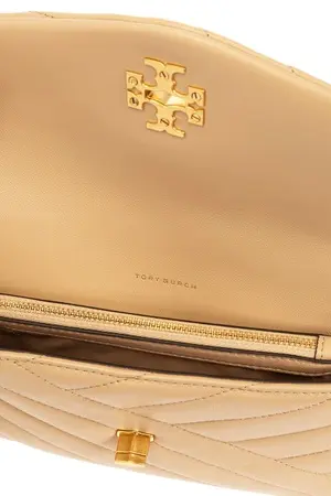 Tory Burch Kira Chevron Logo Plaque Chain Wallet - Nude