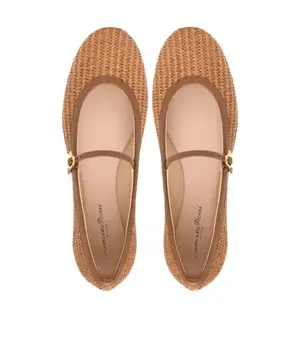 GIANVITO ROSSI Carla Buckle-strap Ballerina Flats - Brown