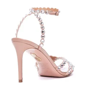 AQUAZZURA Embellished Heeled Sandals With Crystal Detailing And Adjustable Buckle