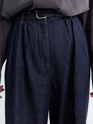 Dries Van Noten Belted Pleated Denim Jeans