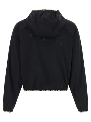 Burberry Stretch Hooded Jacket With Check Trim